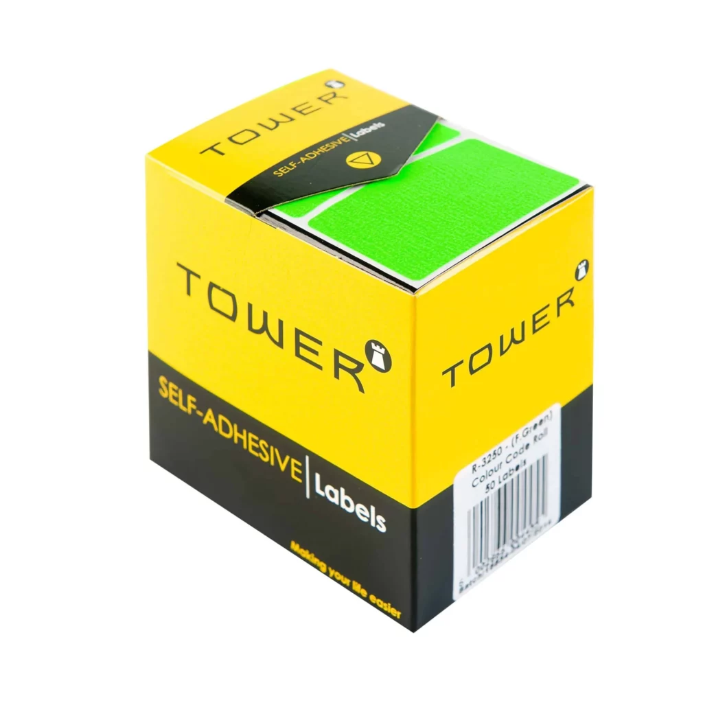 Tower Colour Code Labels Fluorescent Green Roll ValueCity Tower Colour Code Labels Fluorescent Green Roll ValueCity